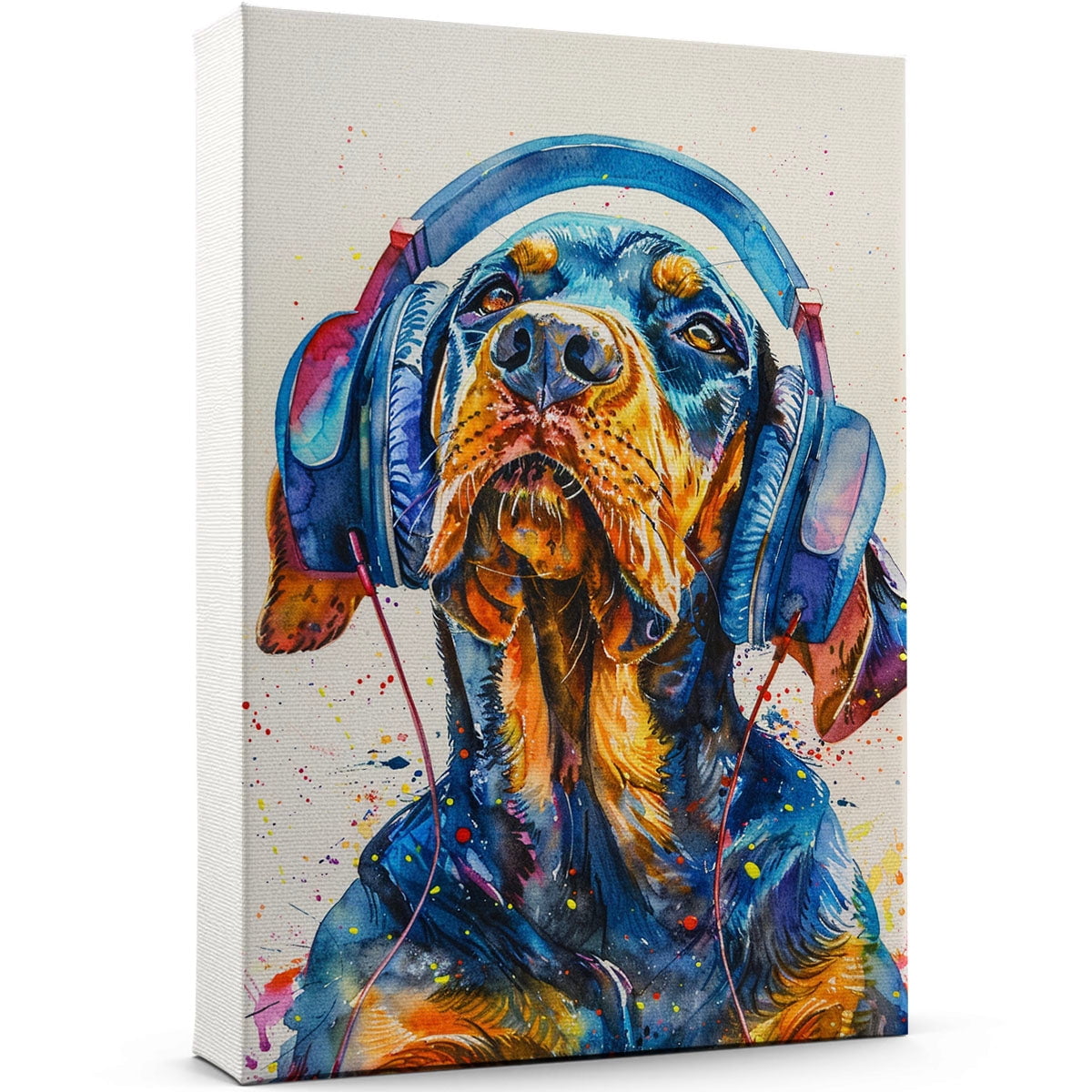 Blackand Tan Coonhound Dog Art Print Canvas, Wall art Painting Decor ...
