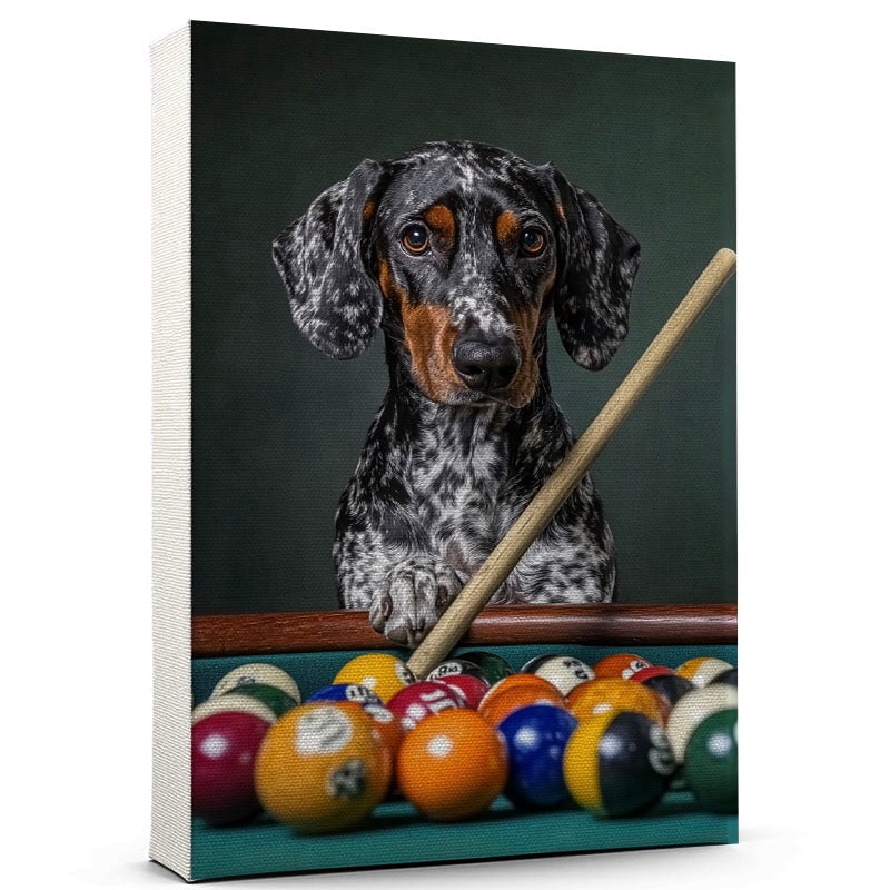 Blackand Tan Coonhound Dog Stretched Canvas Size 8x12 Billiards Canvas ...