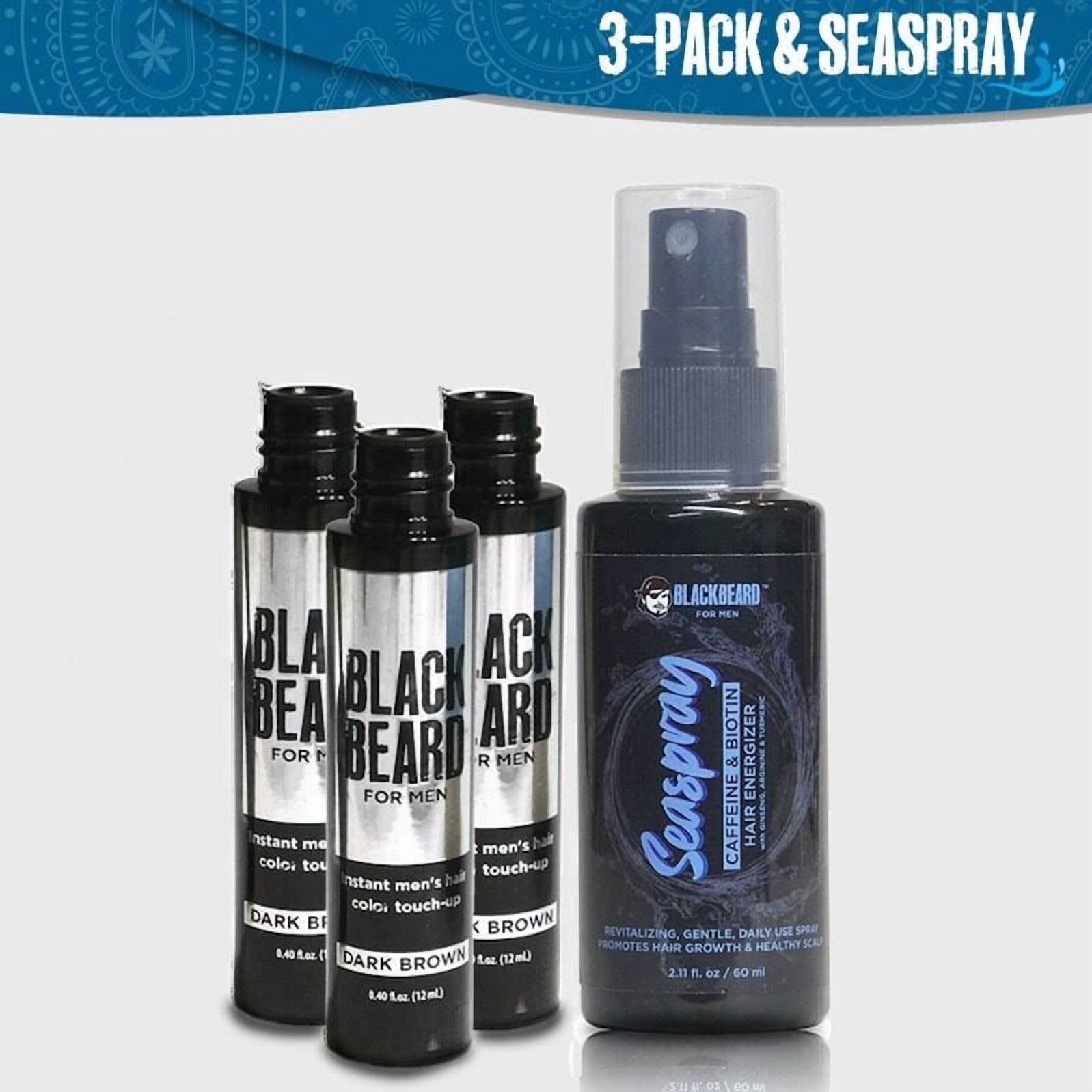 Blackbeard for Men 3-Pack Instant Beard Color & Seaspray Caffeine Hair ...
