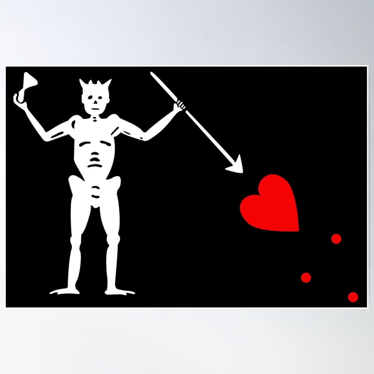 Blackbeard'S Pirate Flag White Black Classic Original Skeleton And ...