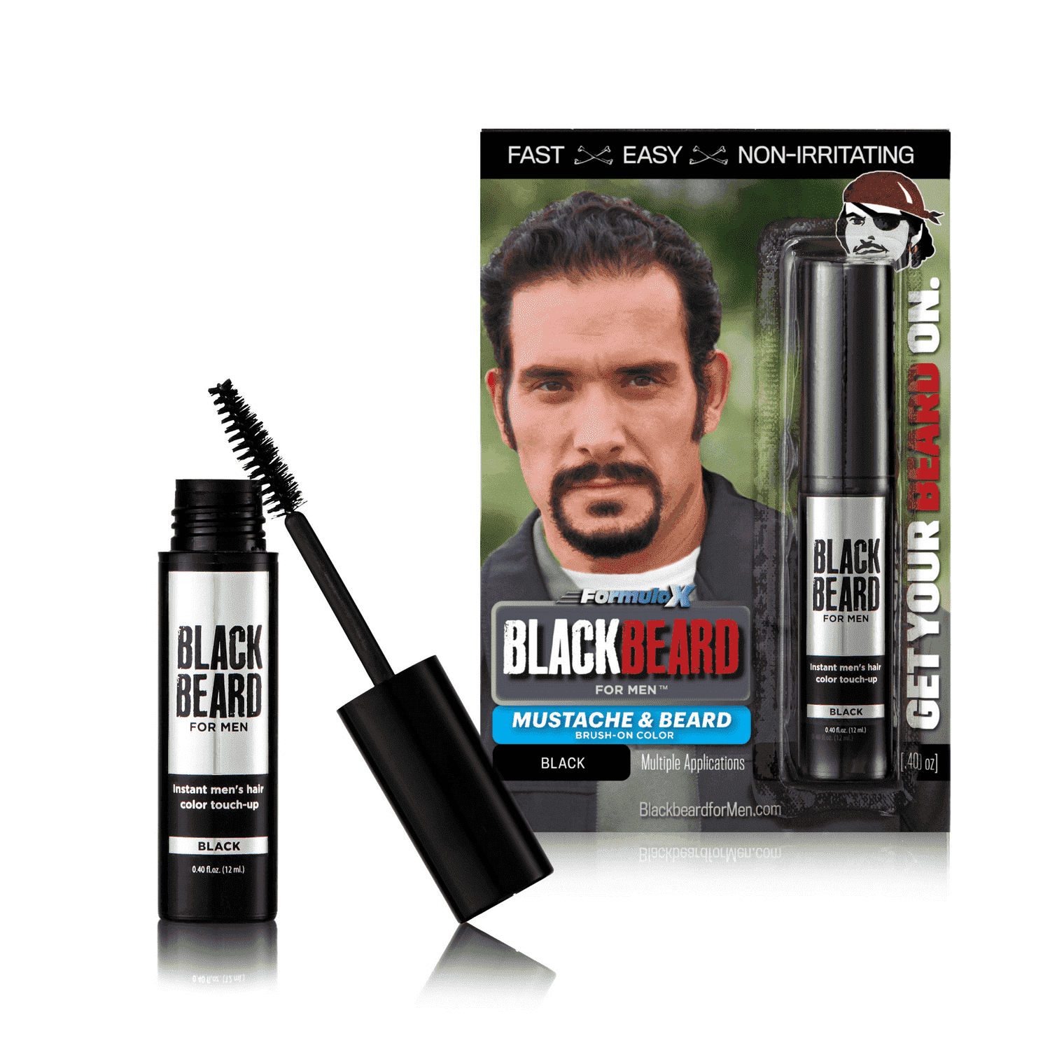 Blackbeard for Men Formula X Instant Mustache, Beard, Eyebrow and ...