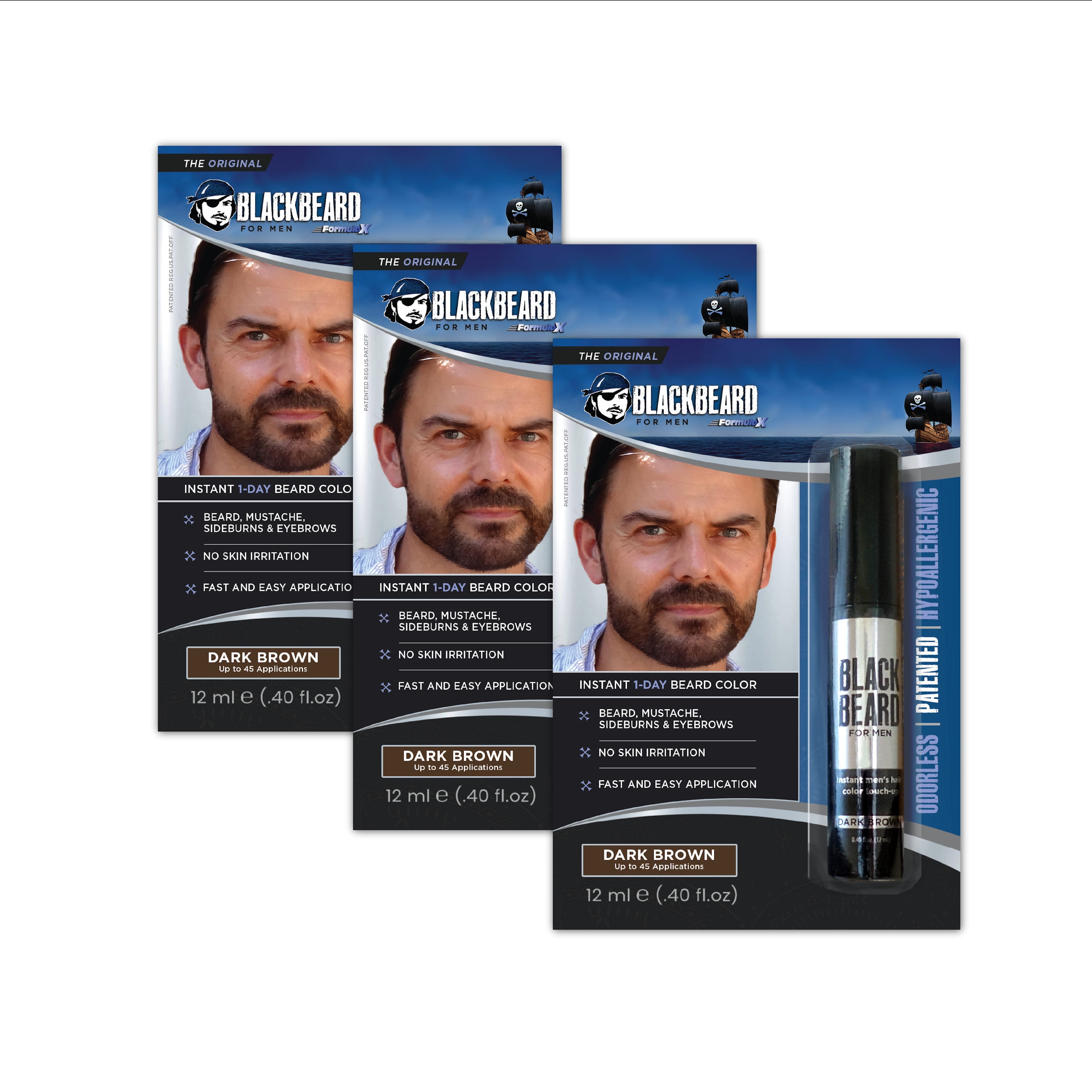 Blackbeard for Men Hypoallergenic Formula X - Instant Mustache, Beard ...