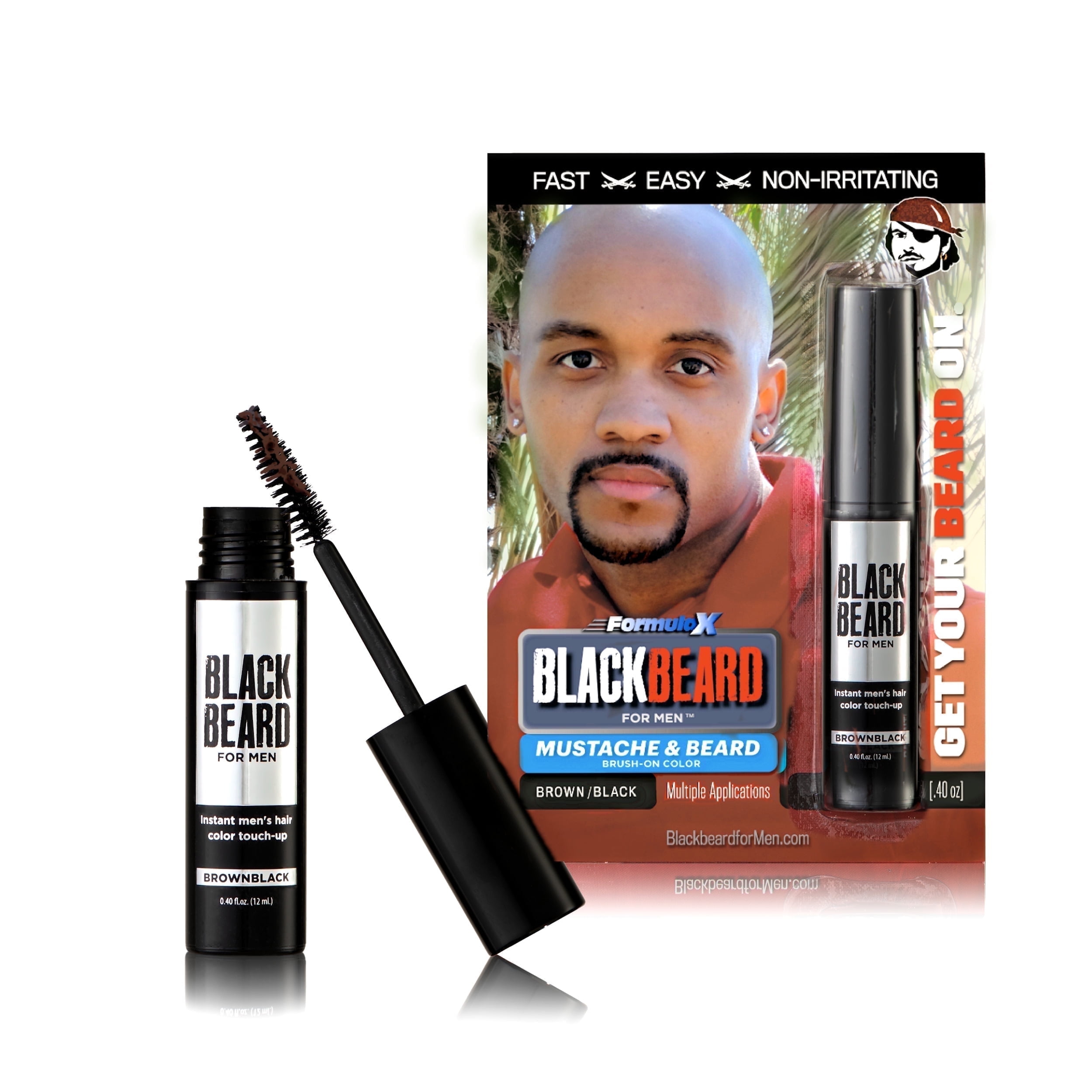 Blackbeard Formula X - Instant Beard Color for All Hair Types, Brown ...
