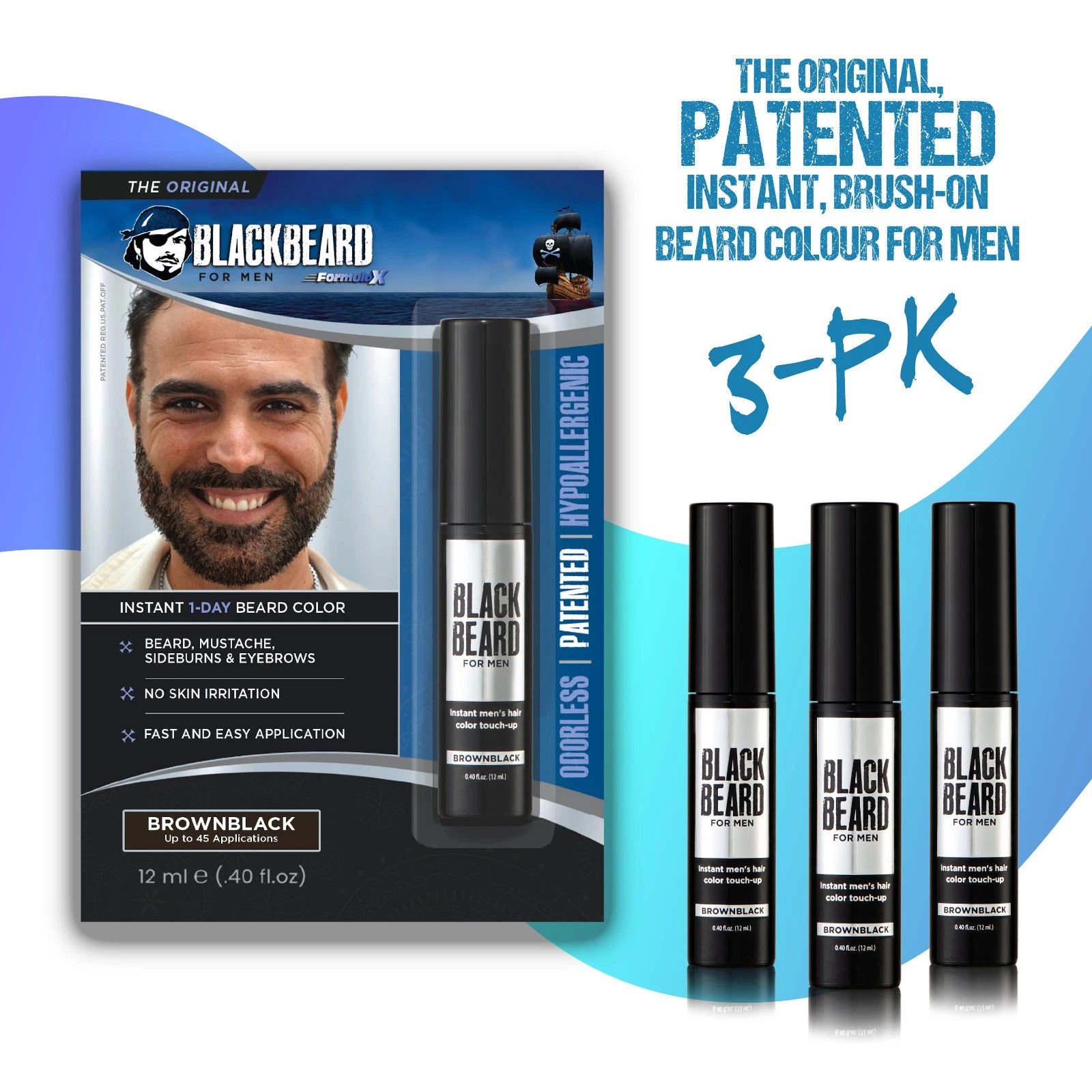 Blackbeard for Men Instant Beard Color – All Day Beard, Mustache ...