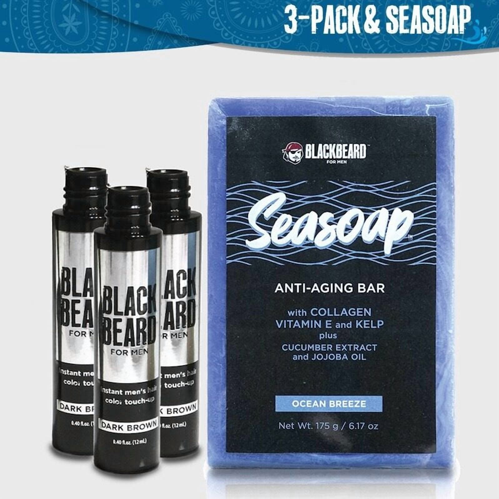 Blackbeard for Men Instant Brush-On Beard Color and Age-Defying Seasoap ...