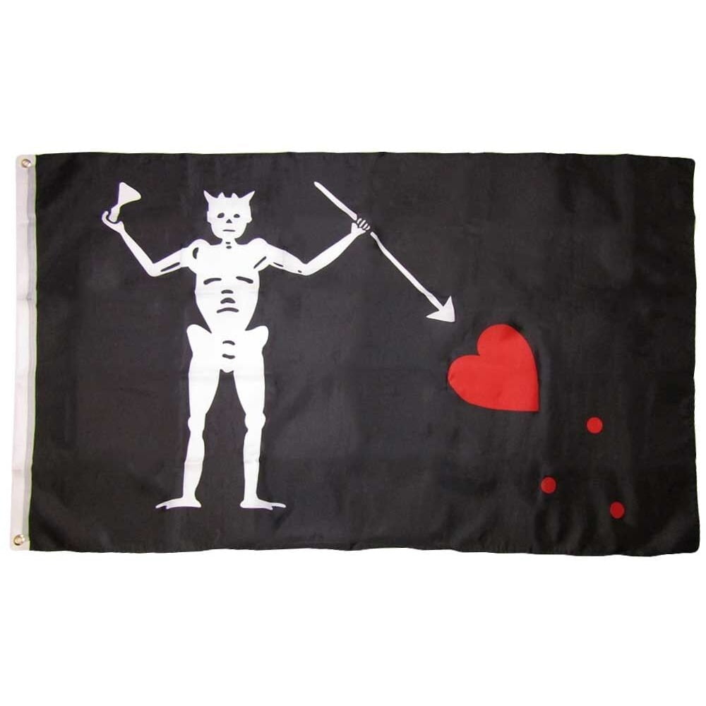 Blackbeard the Pirate Flag 3x5 Edward Teach Skeleton Spear Heart Toast ...