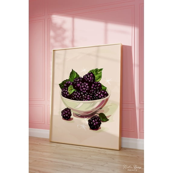 Blackberries Art Print Wall Art Poster Bowl Of Blackberries Preppy ...