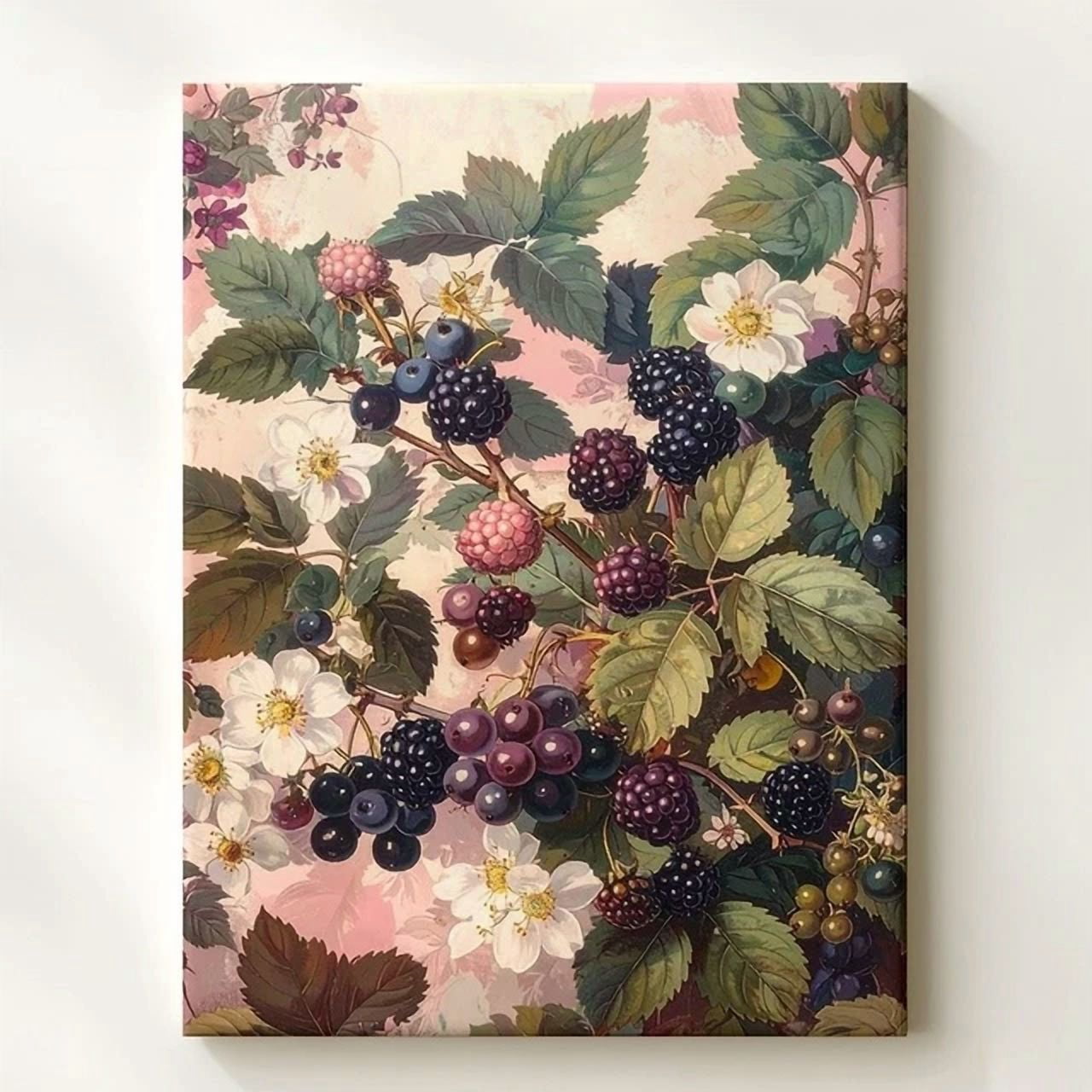 Blackberry Vine Posterromantic Botanical Wall Art With Blossoms & Fruit ...