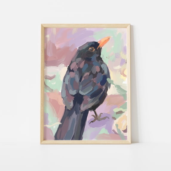 Blackbird Pastel Bird Colorful Animal Animal Wall Art Poster , Poster ...