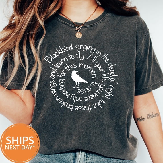 Blackbird Singing Tee, Music Lover Graphic Shirt, Retro Rock Concert T ...