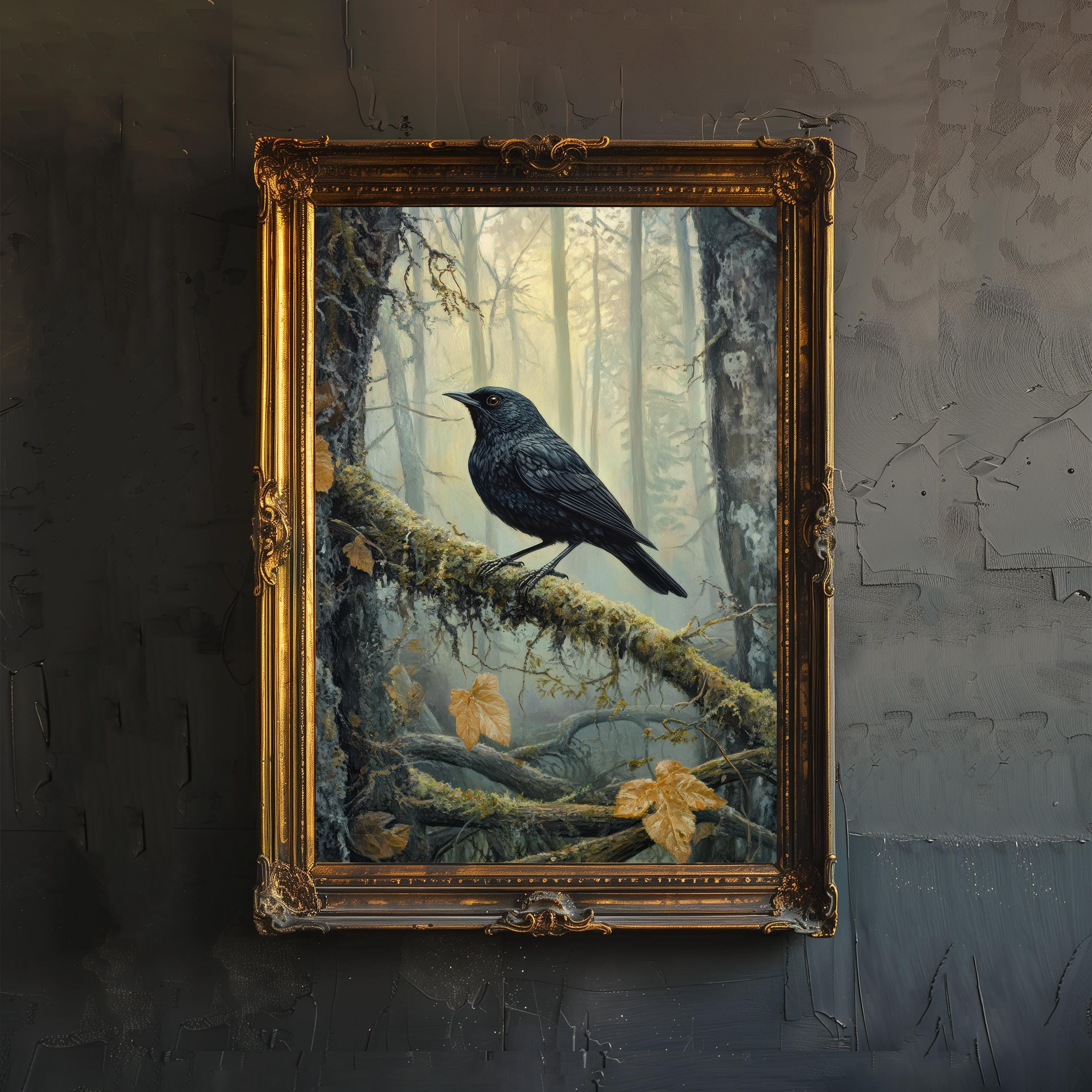 Blackbird on Branch Cottagecore Dark Academia Art Print Mystical ...
