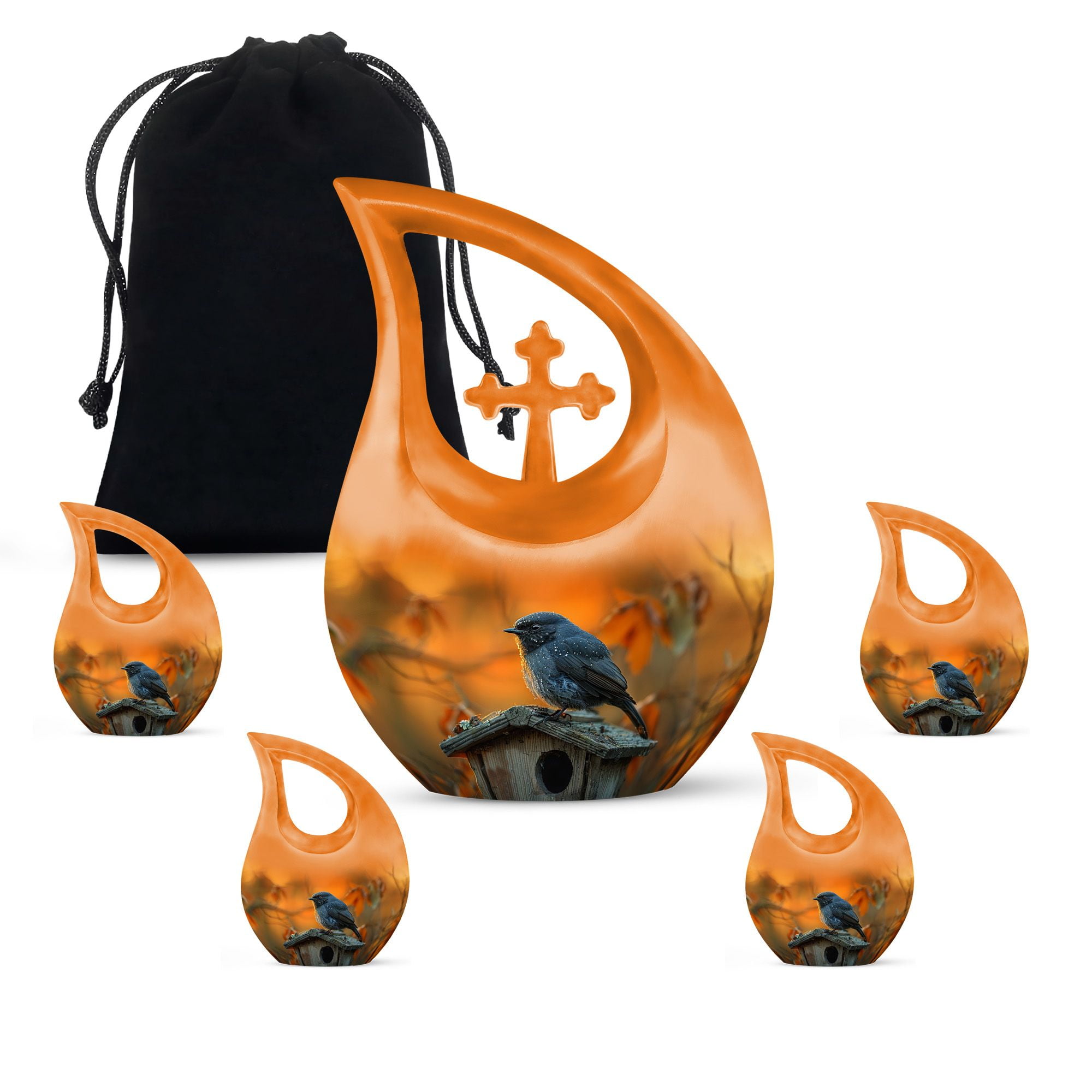 Blackbird's Watchful Amidst Urn - Ashes Holder For Cremation Urns ...