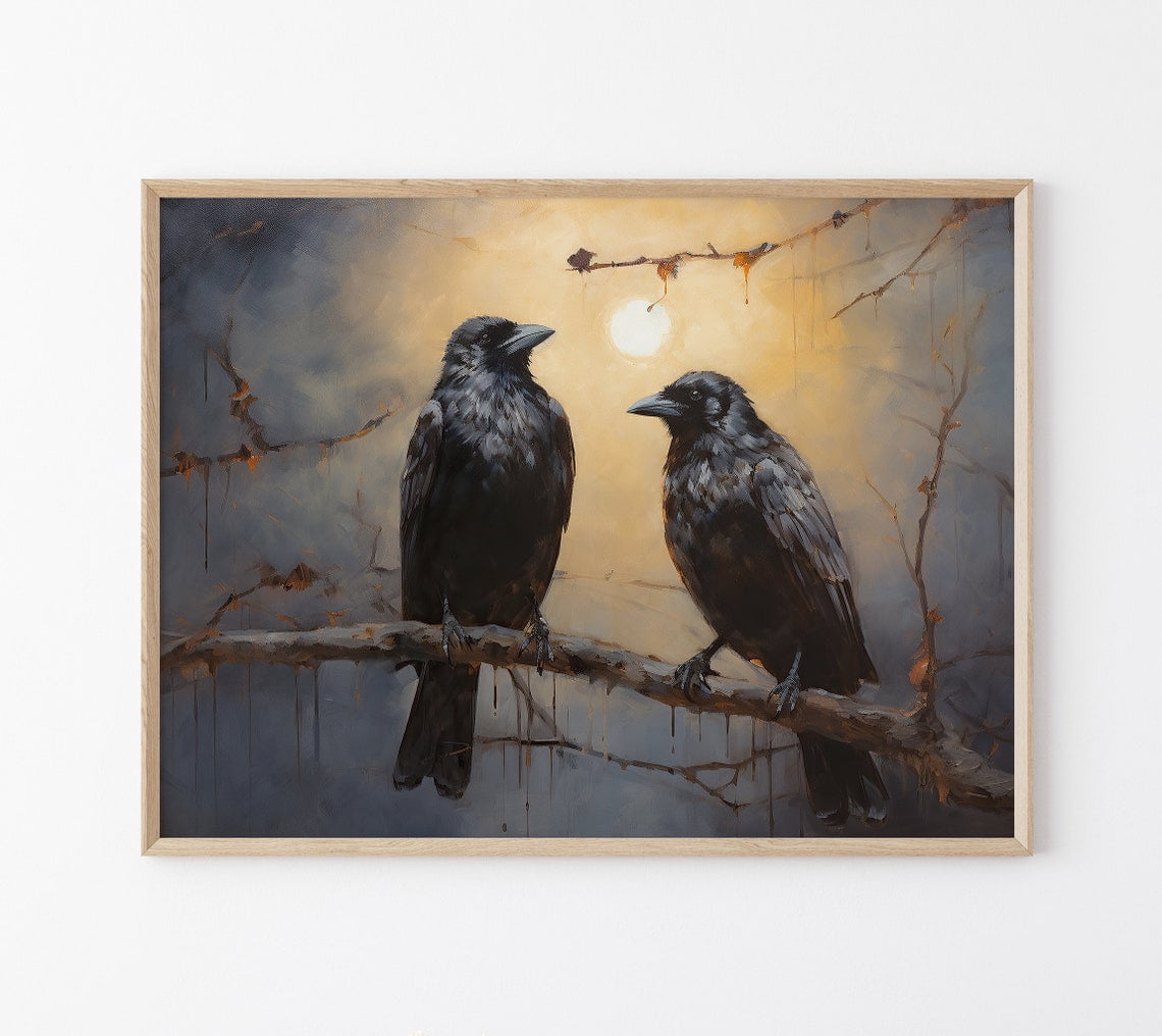 Blackbirds Print Raven Art Corvidcore Dark Decor Crow Painting For Bop1 ...