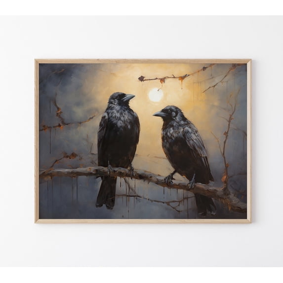 Blackbirds Print Raven Art Corvidcore Dark Decor Crow Painting For Bop1 ...