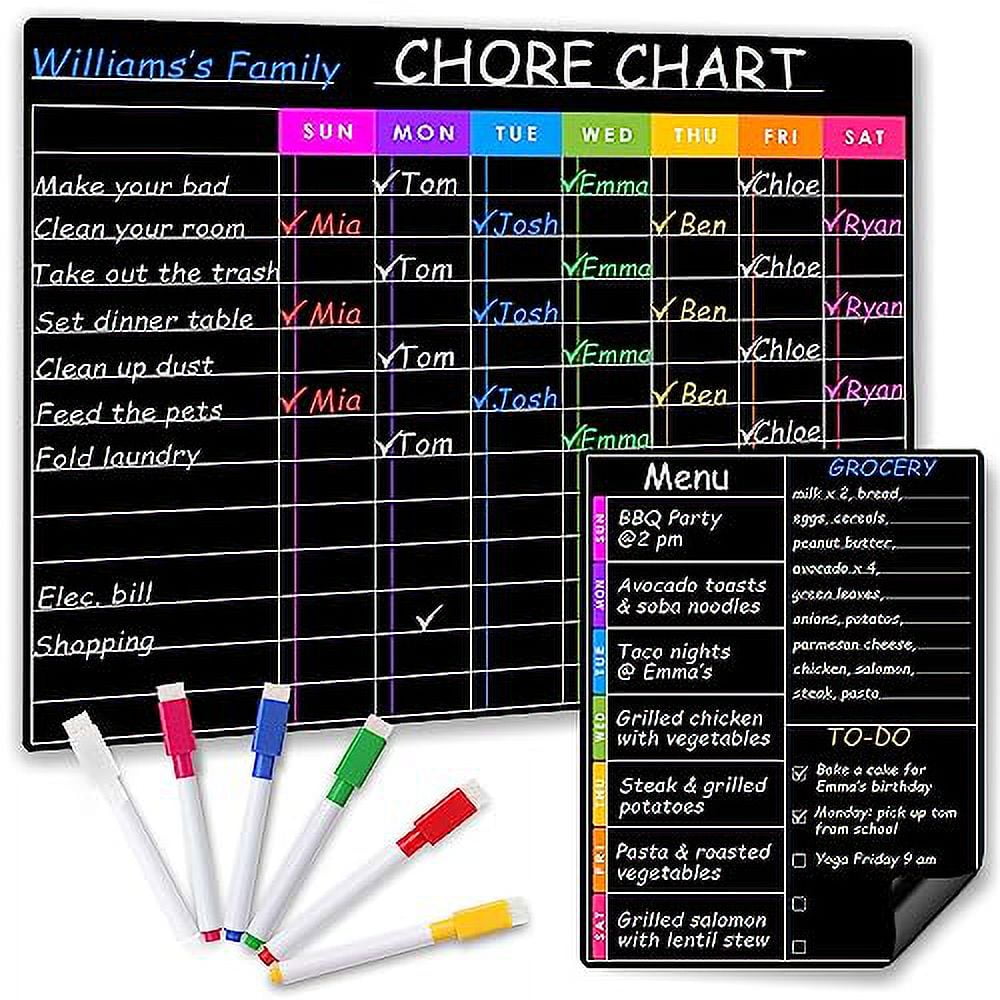 Blackboard Chore Chart Set - Reward Chores Chart for Multiple Kids ...