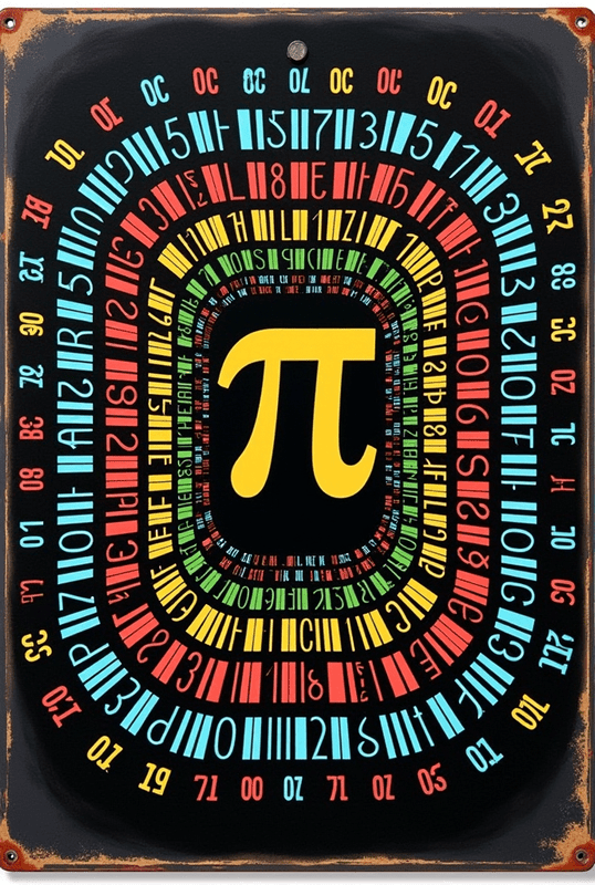 A Blackboard With Colorful Numbers And A Pi Symbol On Itmetal Tin Wall ...