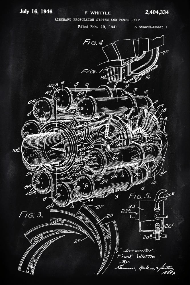 Blackboard Patent, Jet Engine (24x36 Giclee Gallery Art Print, Vivid ...