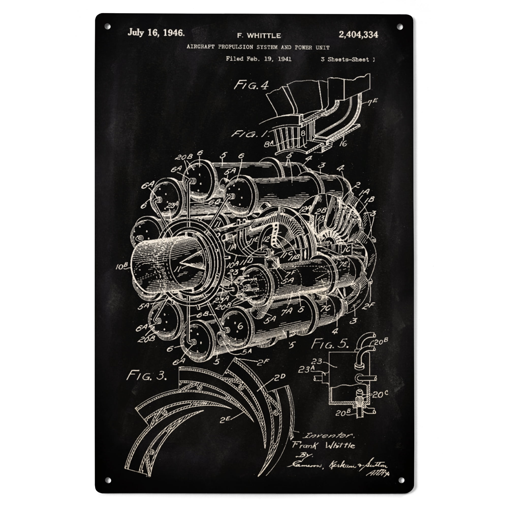 Blackboard Patent, Jet Engine Birch Wood Wall Sign (6x9 Rustic Home ...