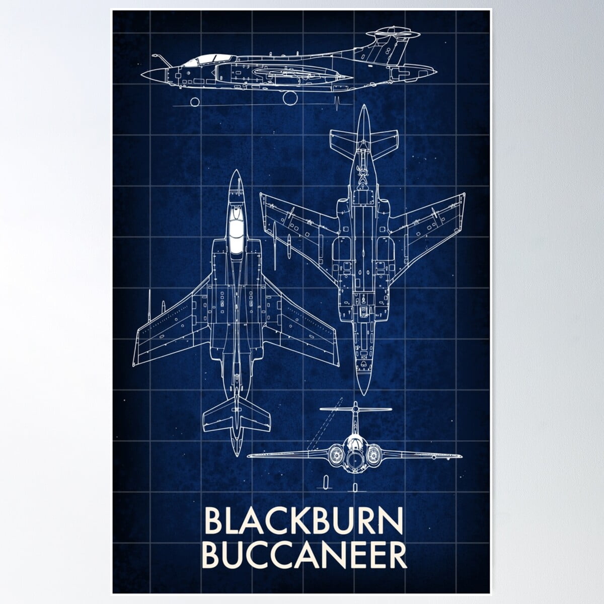 Blackburn Buccaneer Fighter Jet Blueprint Schematic Poster Wall Art ...