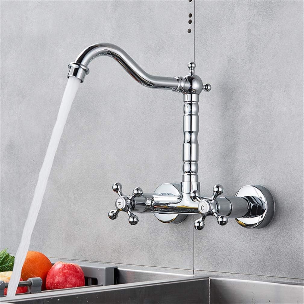 Blacken Bronze/Chrome Wall Mounted Kitchen Sink Faucet Cold Hot Water ...