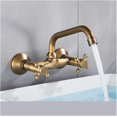 Blackend Wall Mount Basin Faucets Dual Handles Mixer Tap Hot Cold Water ...