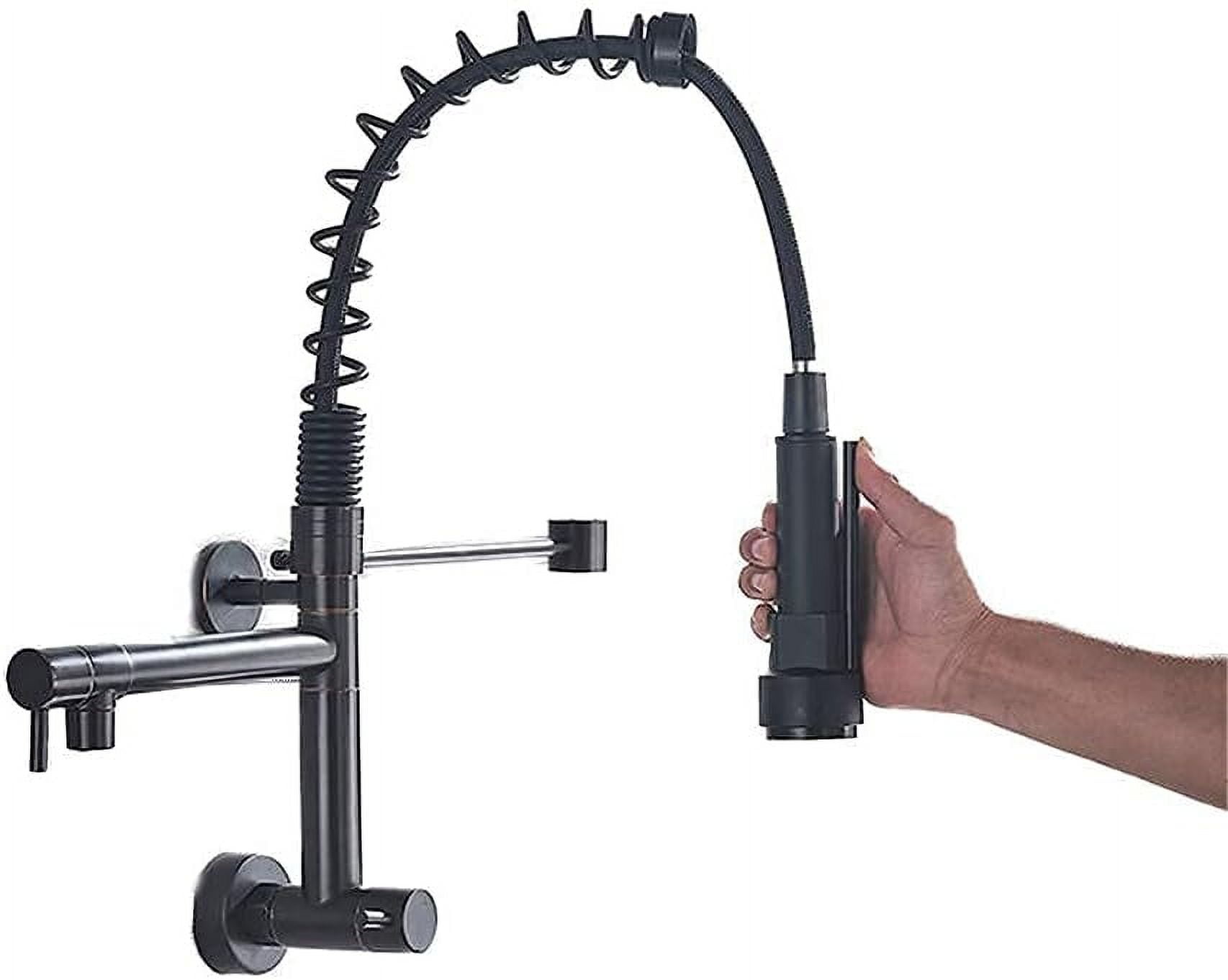 Blackend Wall Mounted Kitchen Spring Faucet Dual Spouts 360 Rotation ...