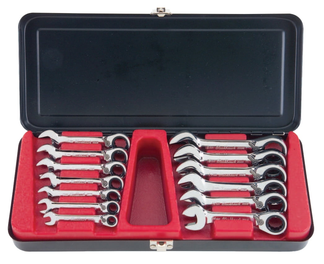 Blackhawk 13 Pc Stubby Reversible Gear Ratcheting Wrench Sets, Metric ...