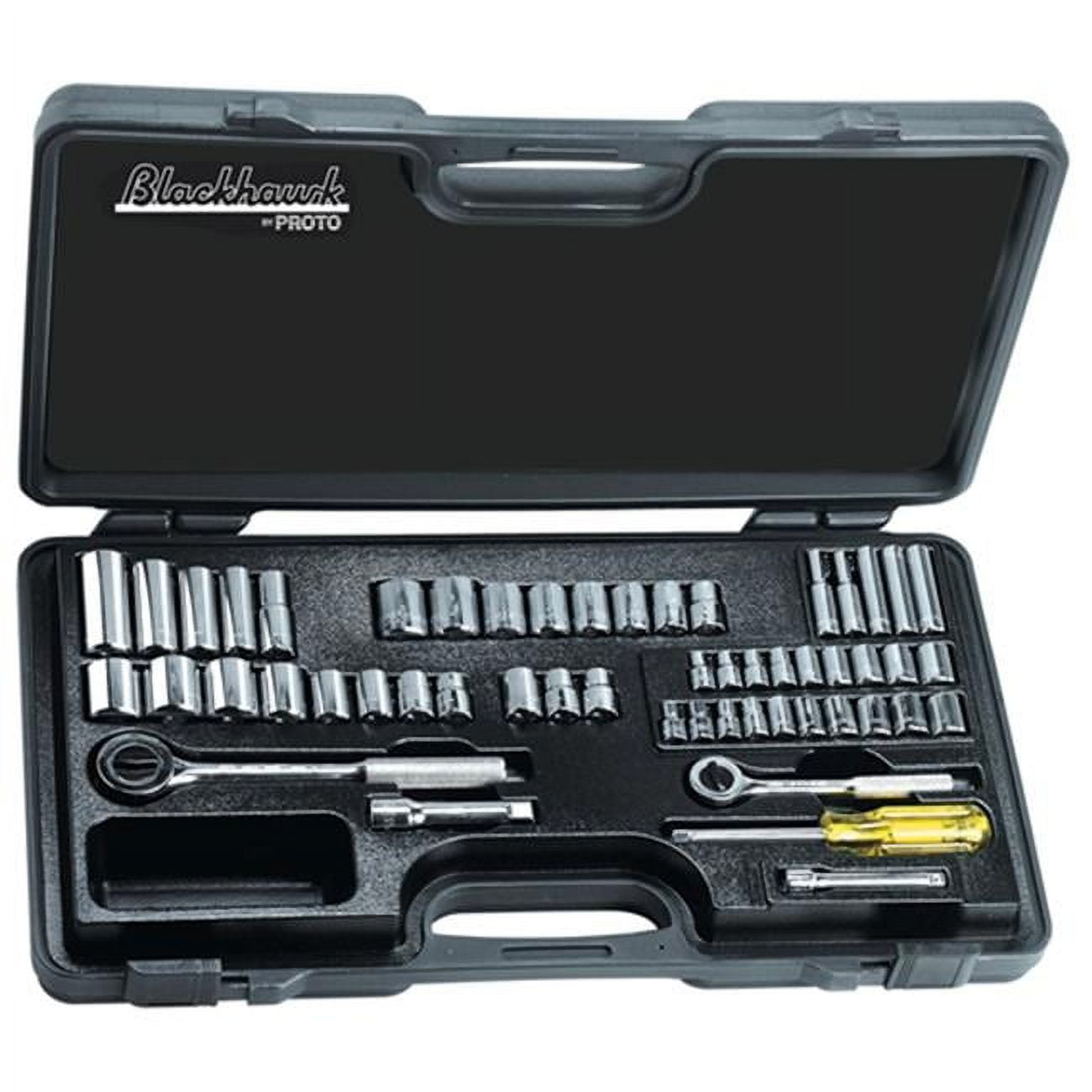 Blackhawk 9753 53 Piece Standard and Metric Drive Socket Set, 0.25 & 0. ...