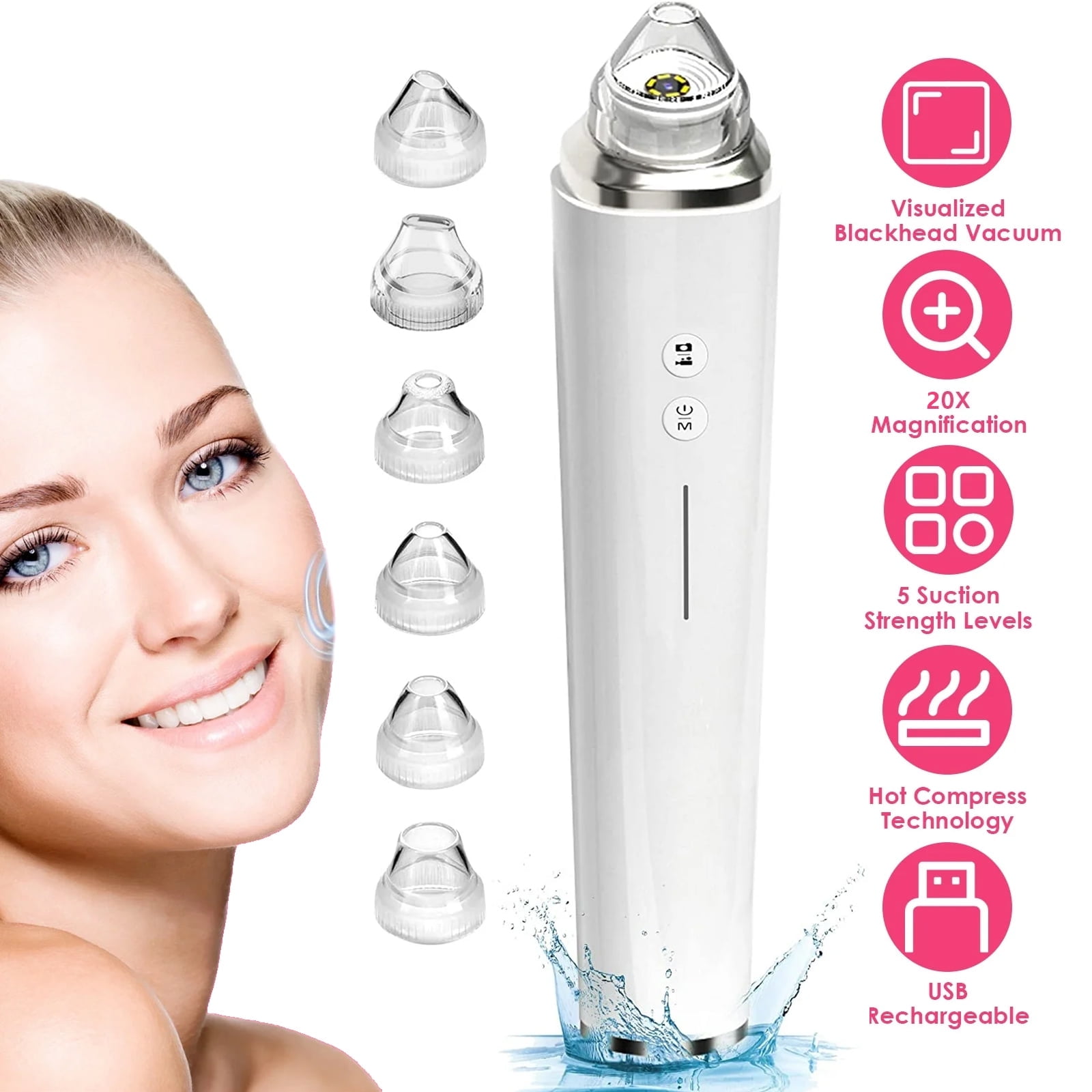 Blackhead Remover Pore Vacuum,WiFi Visible Facial Pore Cleanser with HD Camera Pimple Acne ...