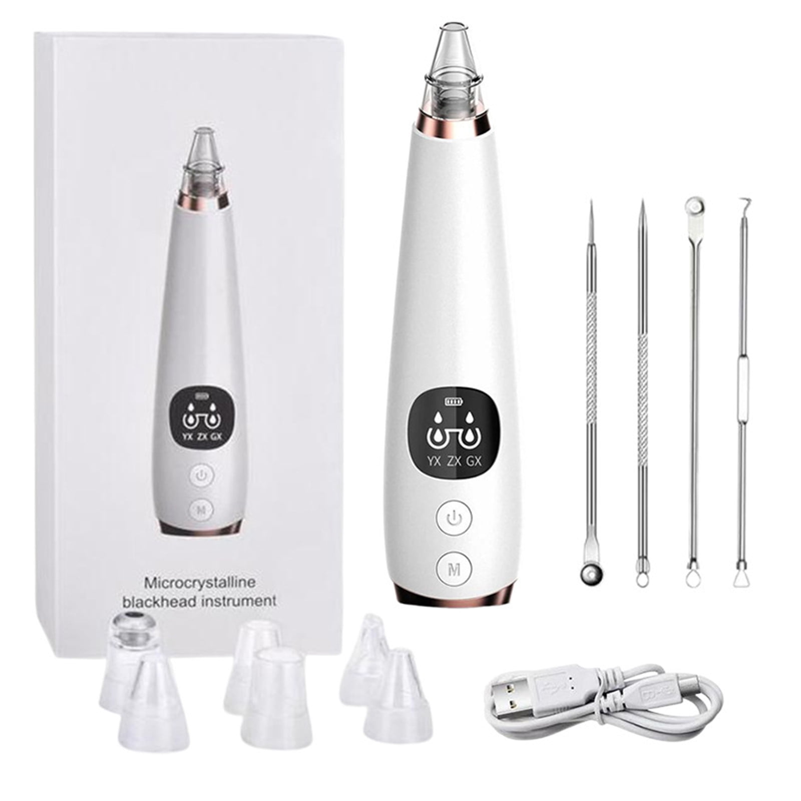 Blackhead Remover Pore Vacuum Tool Kit - 6 Suction Heads, 3 Modes, USB ...