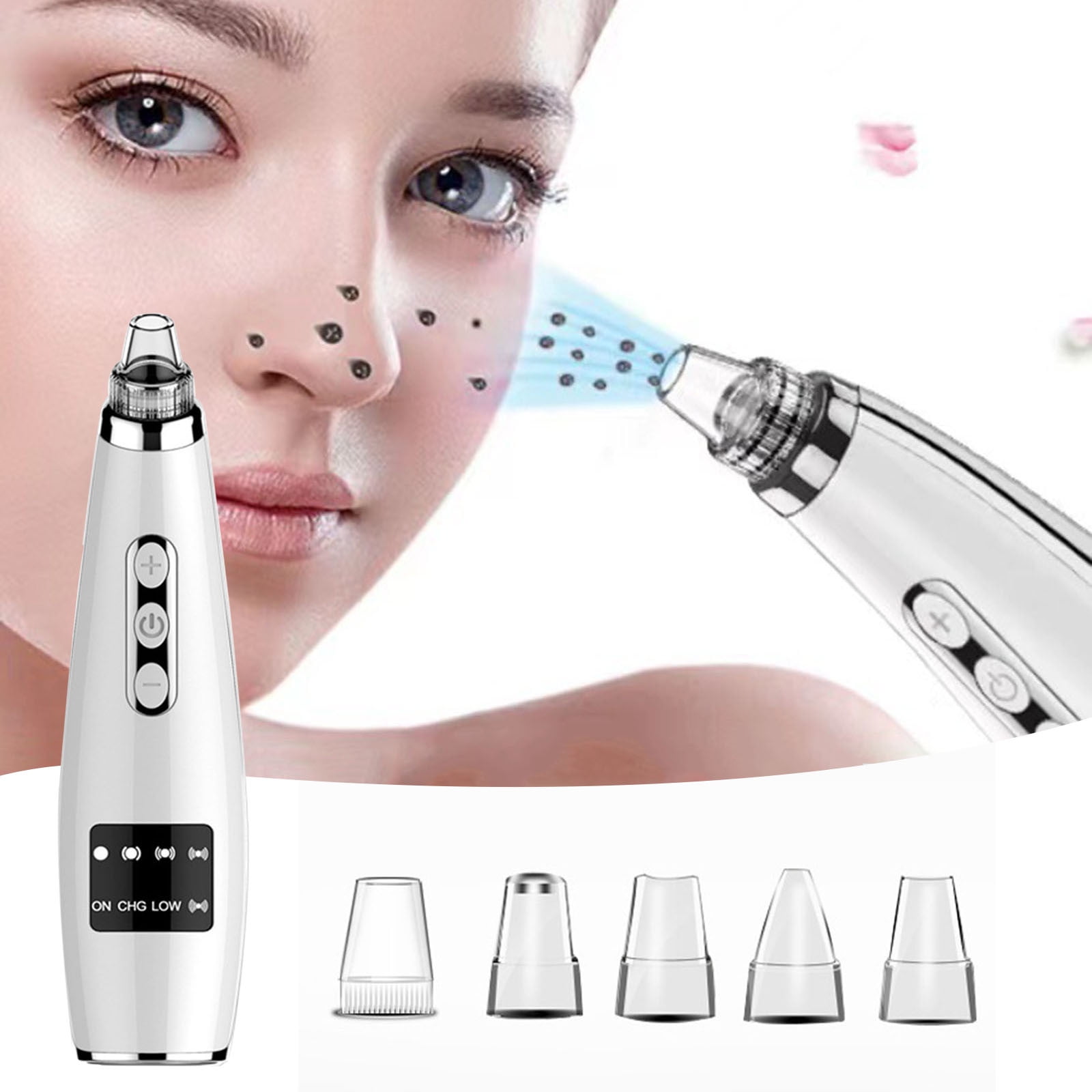 Blackhead Remover Pore Vacuum Upgraded Facial Pore Cleaner Comedone Extractor Tool 5 Suction ...