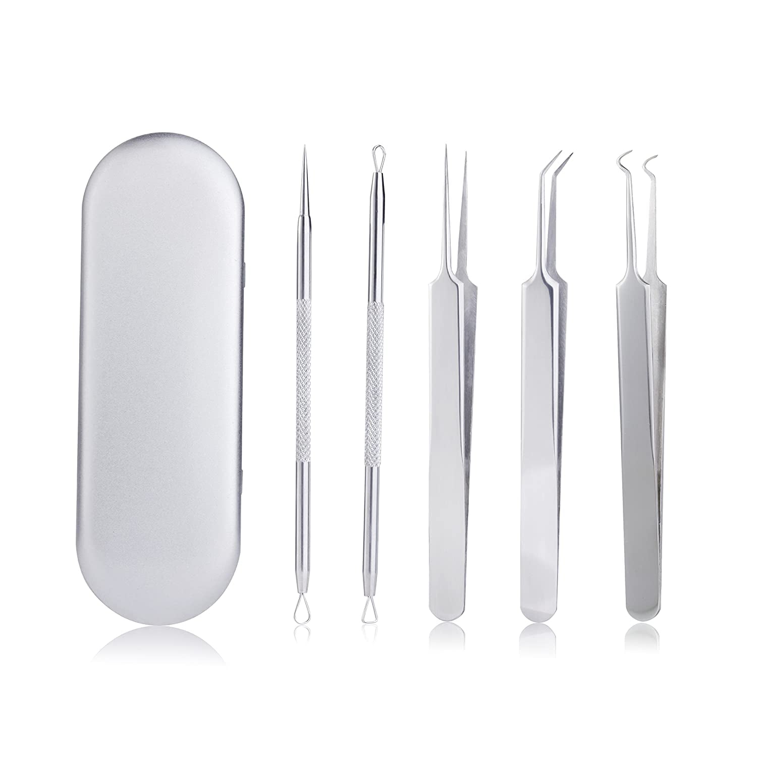Blackhead Remover Tool 5 Pieces Curved Blackhead Tweezers Acne Pimple ...