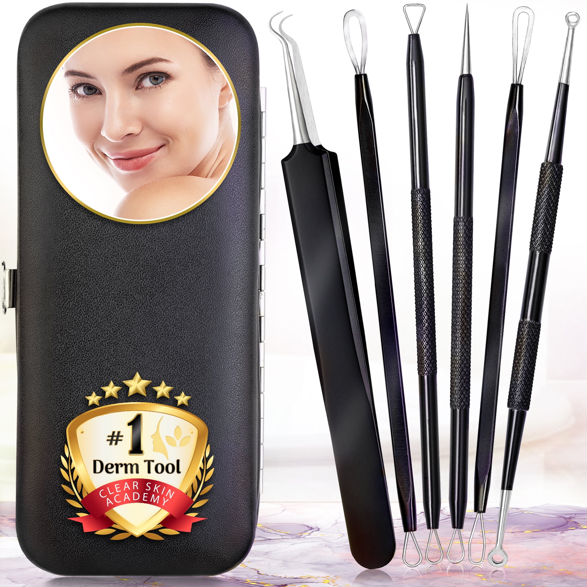 Nysa-9 Blackhead Remover Tools 6 Pcs Set with Needle, Squeezer, Blemish ...