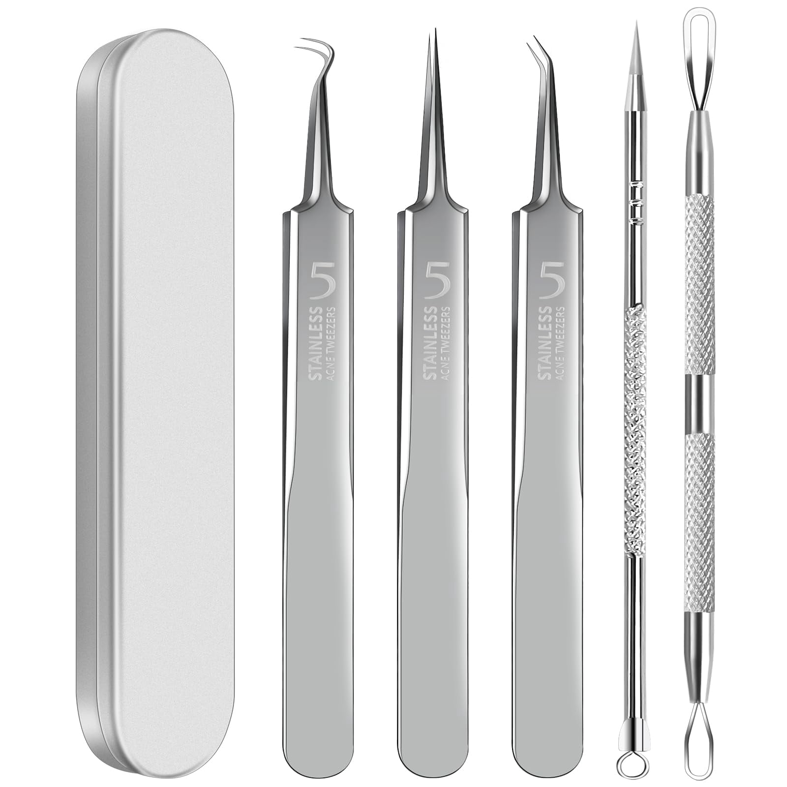 Blackhead Remover Tweezers Pimple Popper Tool Kit Ingrown Hair