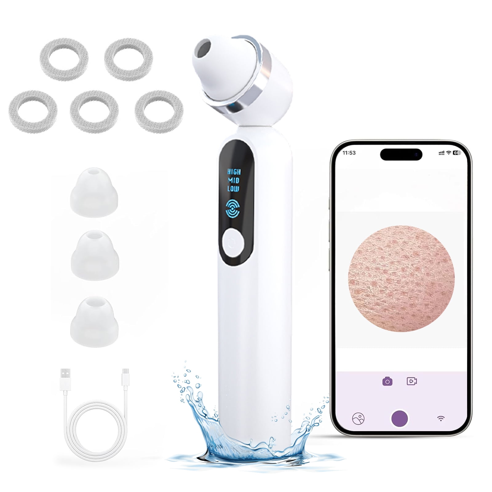 detects motiond Blackhead Remover Vacuum, Facial Pore Cleaner, 3 ...