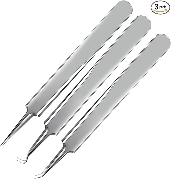 Blackhead Tweezers, Pimple Popper Tool Kit, Comedone Extractor, 3 in 1 ...