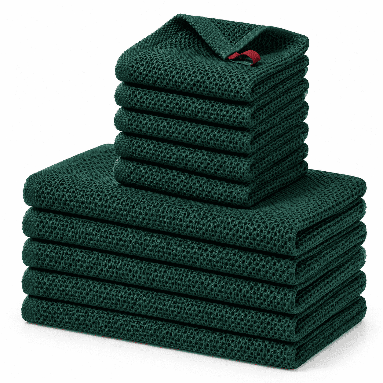 Blackish Green 10-Piece Set Cotton Waffle Weave Kitchen Towel and ...