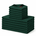 Blackish Green 12-Piece Set Cotton Waffle Weave Kitchen Towel and ...