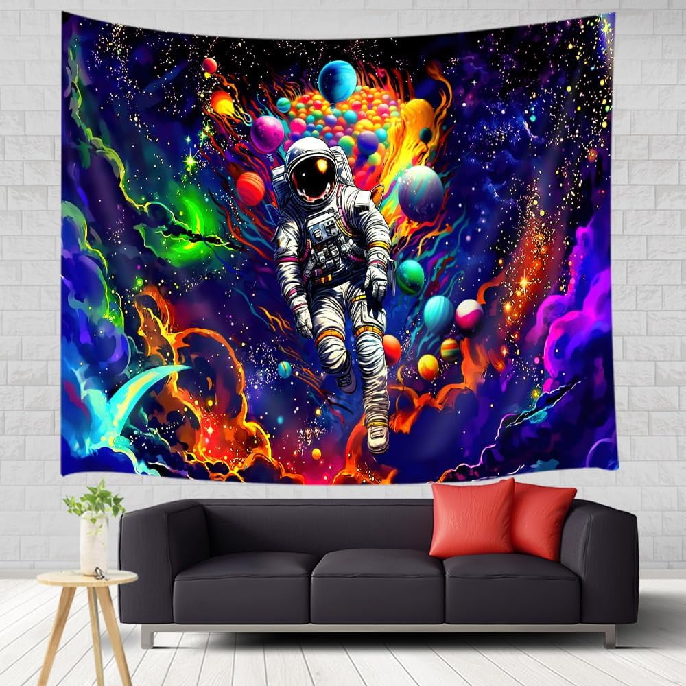 Blacklight Astronaut Space Tapestry, Cool Reactive Galaxy Universe ...