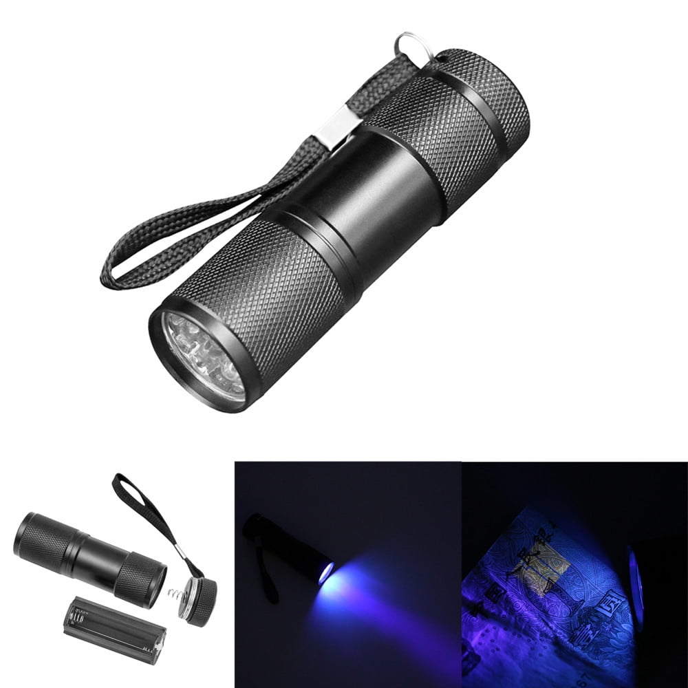 Blacklight Detection 9 LED UV Ultra Violet Mini Flashlight Torch Light ...
