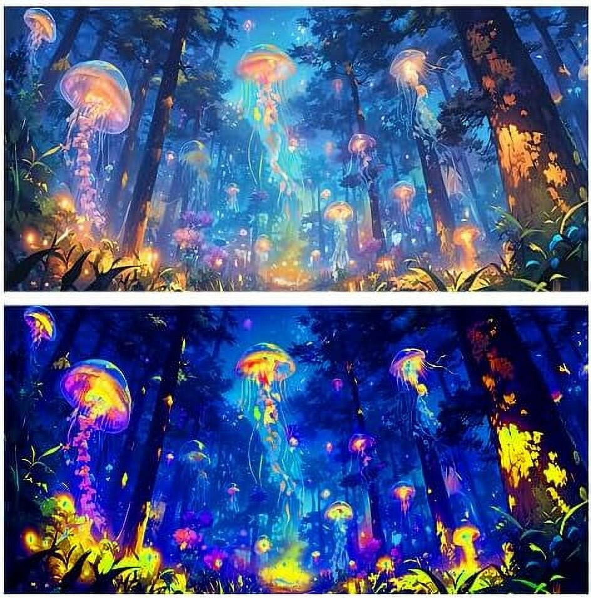 Blacklight Forest Jellyfish Black Light Aquarium Background UV Reactive ...