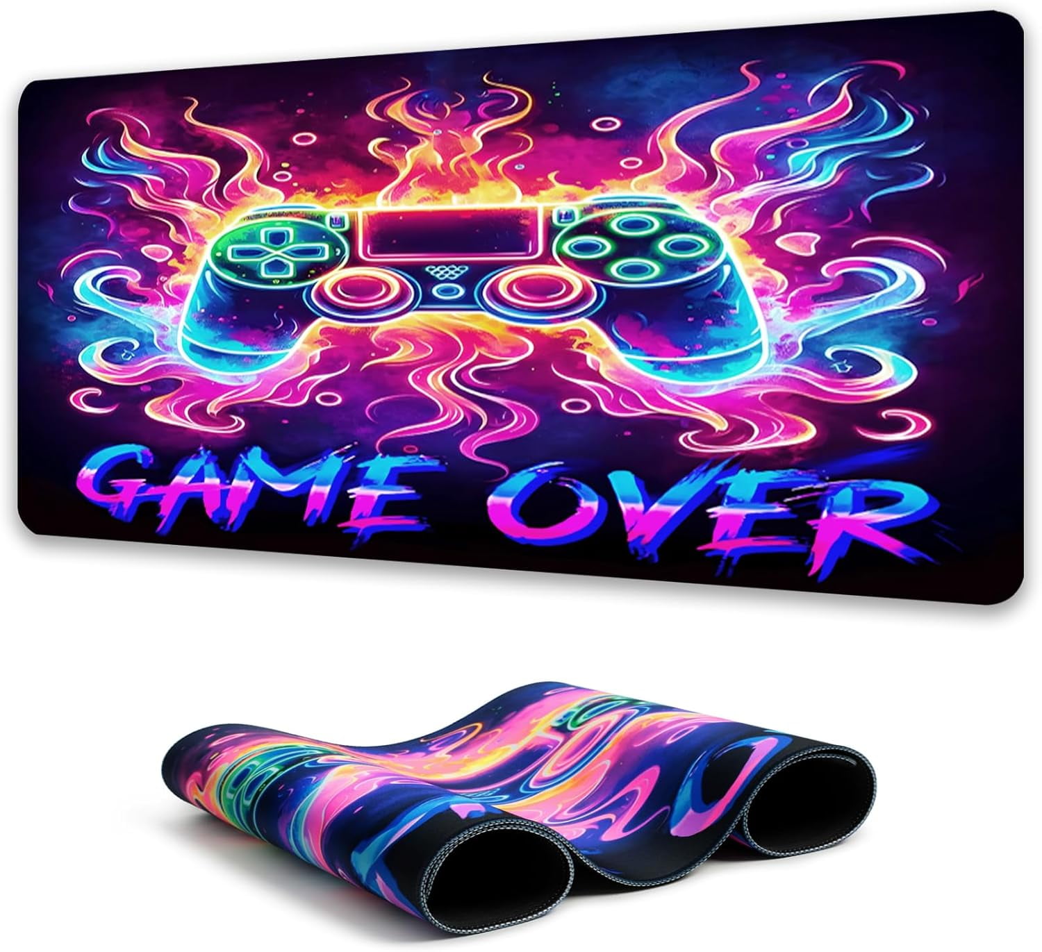 Blacklight Gaming Mouse Pad, Cool Neon Game Controller Extended Large ...