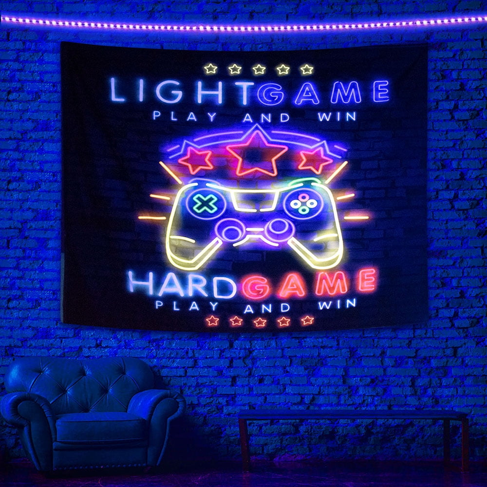 Drgilau Blacklight Gaming Tapestry, Colorful Neon UV Reactive Wall Art ...