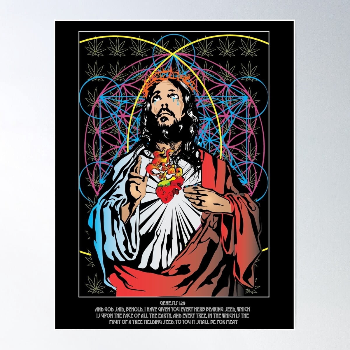 Blacklight Jesus Og Poster Wall Art, Modern Wall Decor For Living Room ...