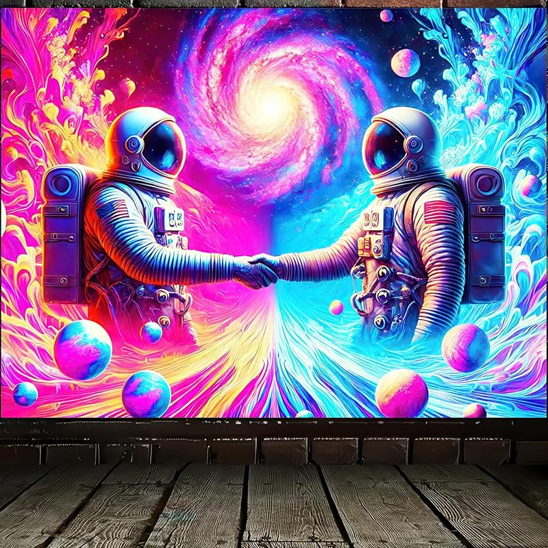 Blacklight Medusa Tapestry Trippy UV Reactive Psychedelic Neon Space ...