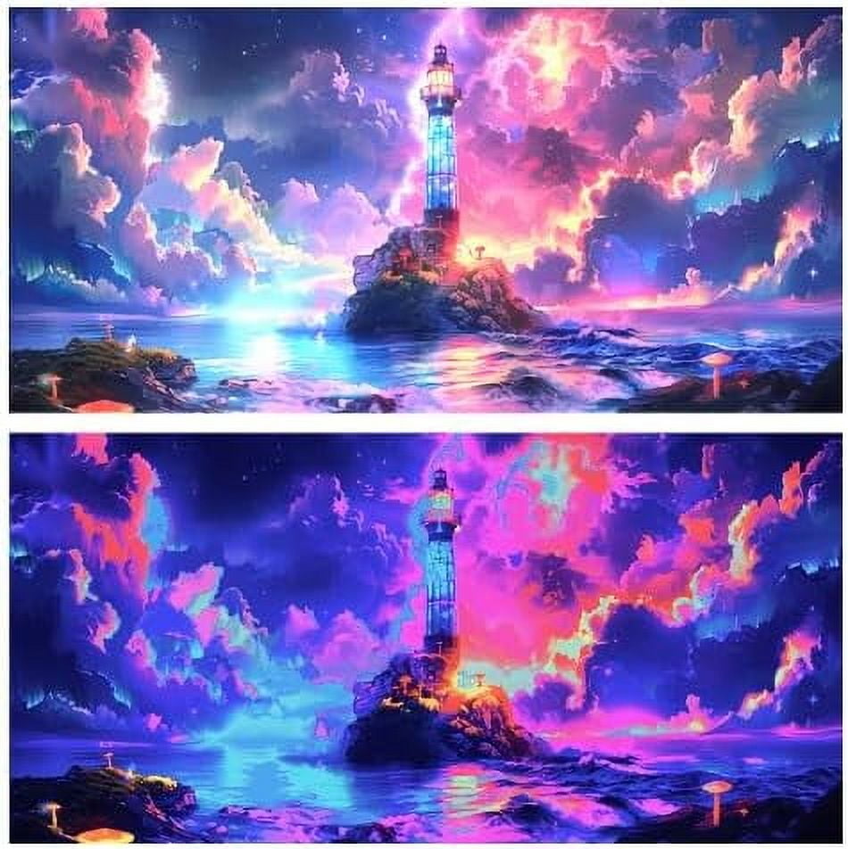 Blacklight Nature Lighthouse Lake Black Light Aquarium Background, UV ...