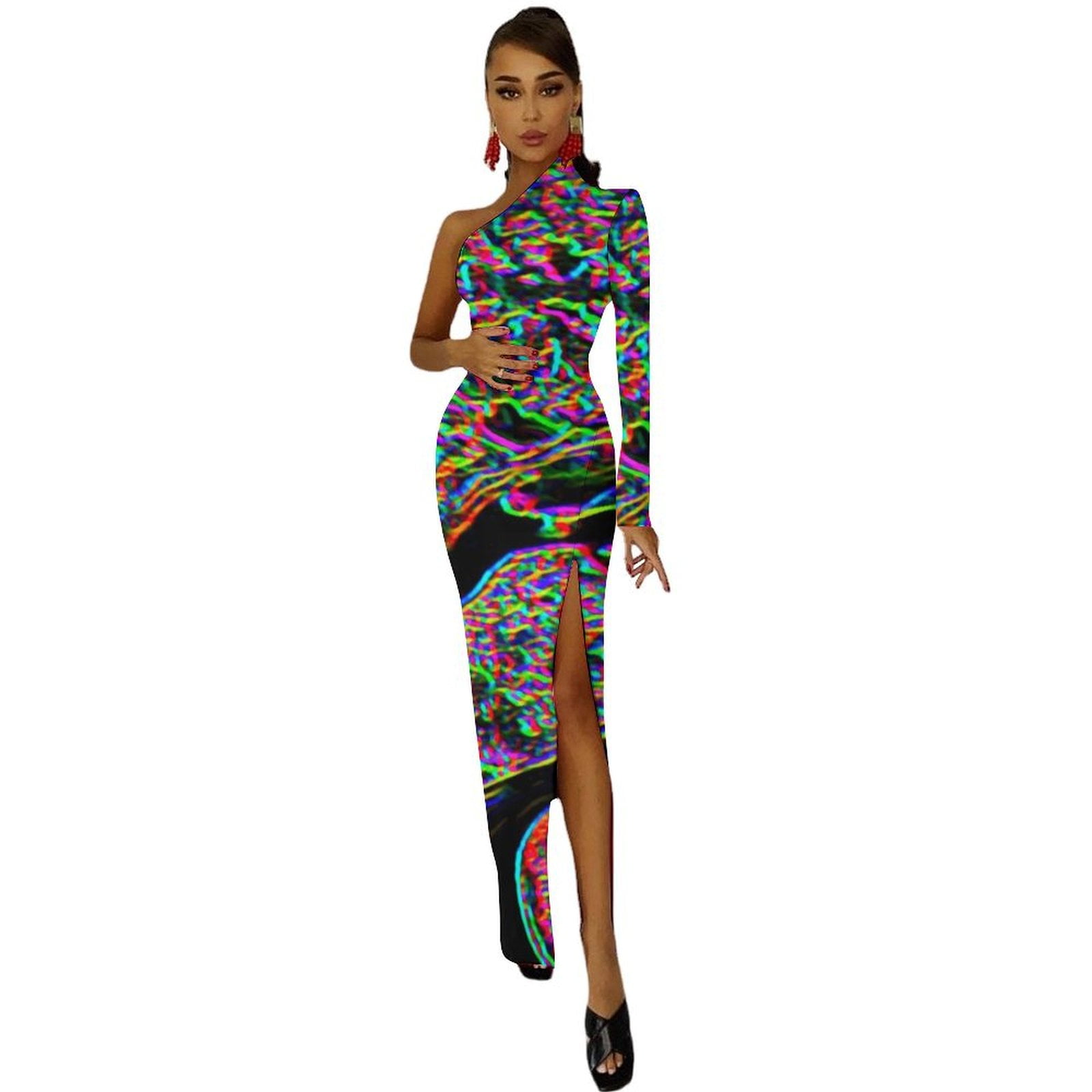 Blacklight Party Style Half Dleeve Split Dress Clothing elegant dresses ...