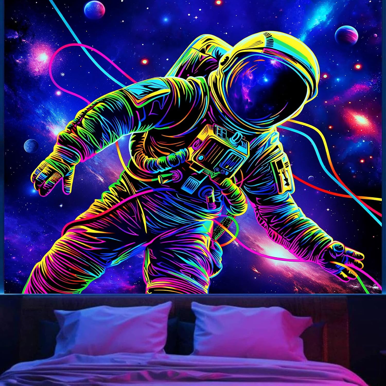 Blacklight Posters Space Astronaut Tapestry for Room Decor Aesthetic ...