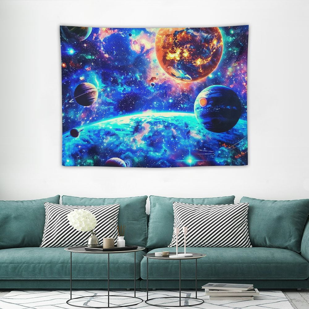 Blacklight Tapestry Space Universe Planet Night Sky Posters Wall ...