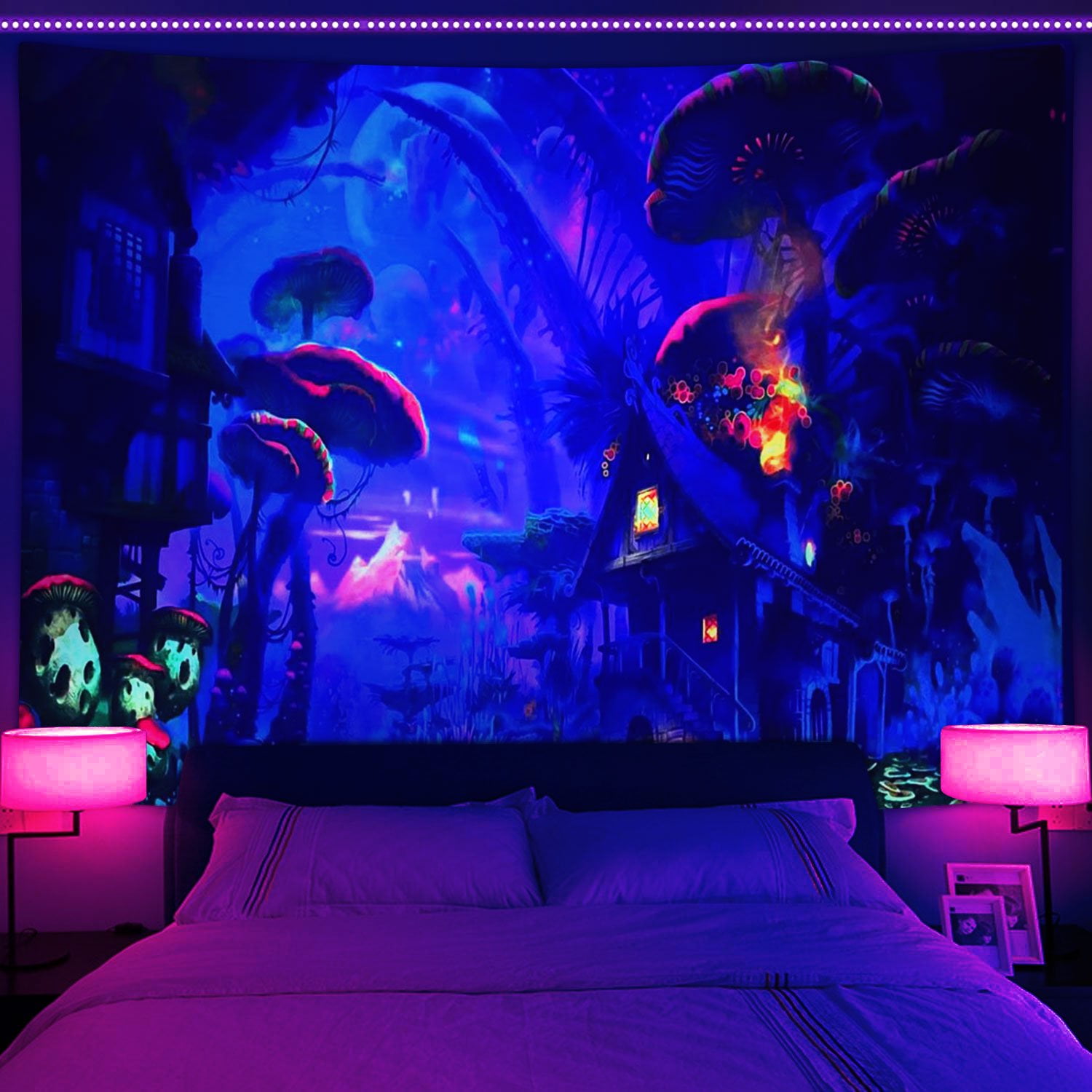 Blacklight Tapestry, UV Reactive Tree of Life Tapestry Wall Hanging ...